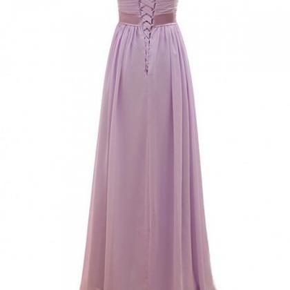 Purple Ruched Sweetheart Chiffon Floor Length A-Line Formal Dress ...