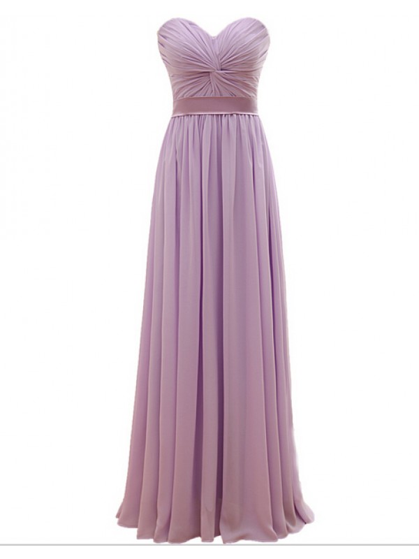 Purple Ruched Sweetheart Chiffon Floor Length A-line Formal Dress ...