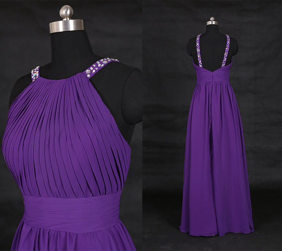 Fashion Chiffon A Line Purple Prom Gowns,purple Prom Dresses With ...